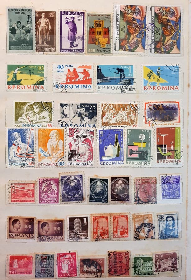 Page from Philatelic Album with Collection Postage Stamps of the USSR ...