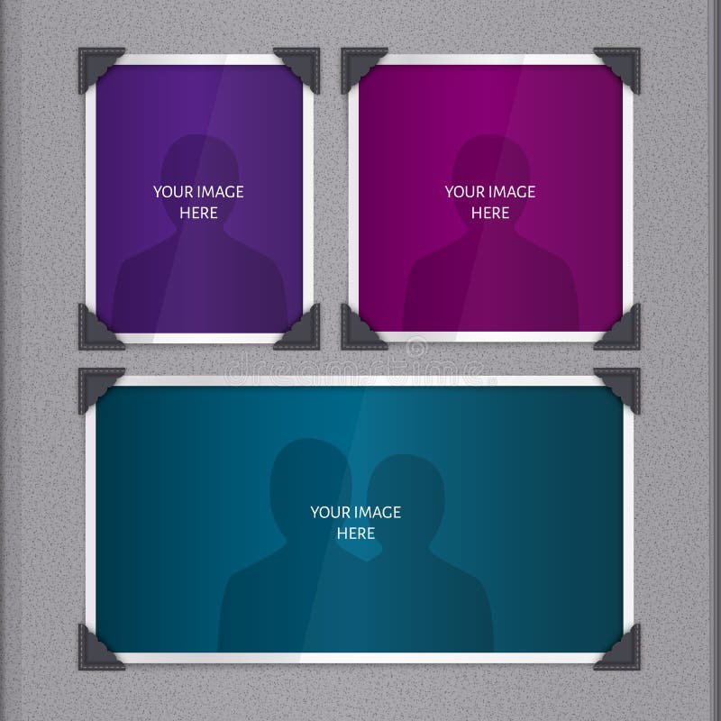 Aged Photo Album Pages with Retro Photo Frames Stock Vector ...