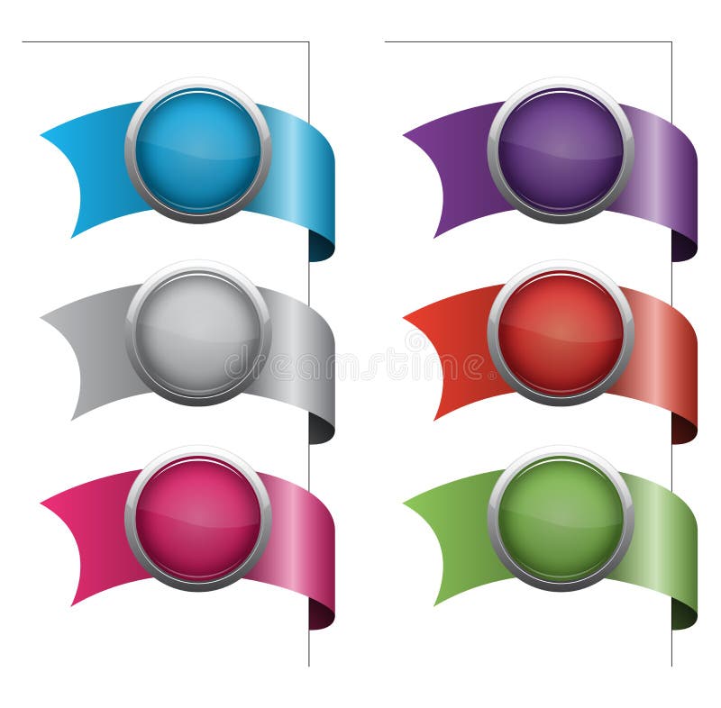 Page Ribbon with Glossy Button Stock Vector - Illustration of ...