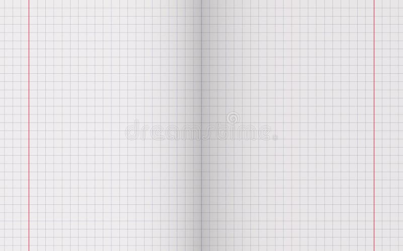 Page of School Notebook with Grid and Margins. Blank Page Spread for ...