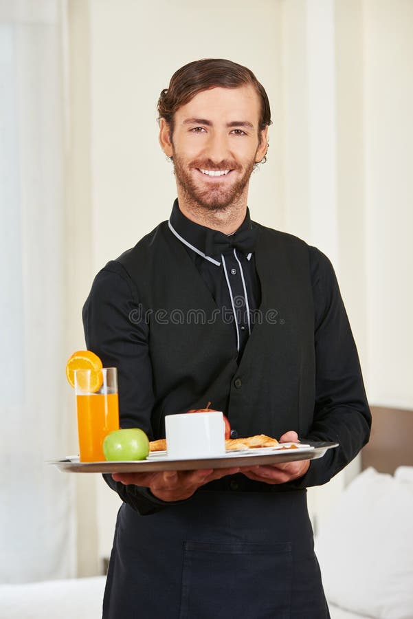 Page Serving Breakfast in Hotel Room Stock Image - Image of room ...