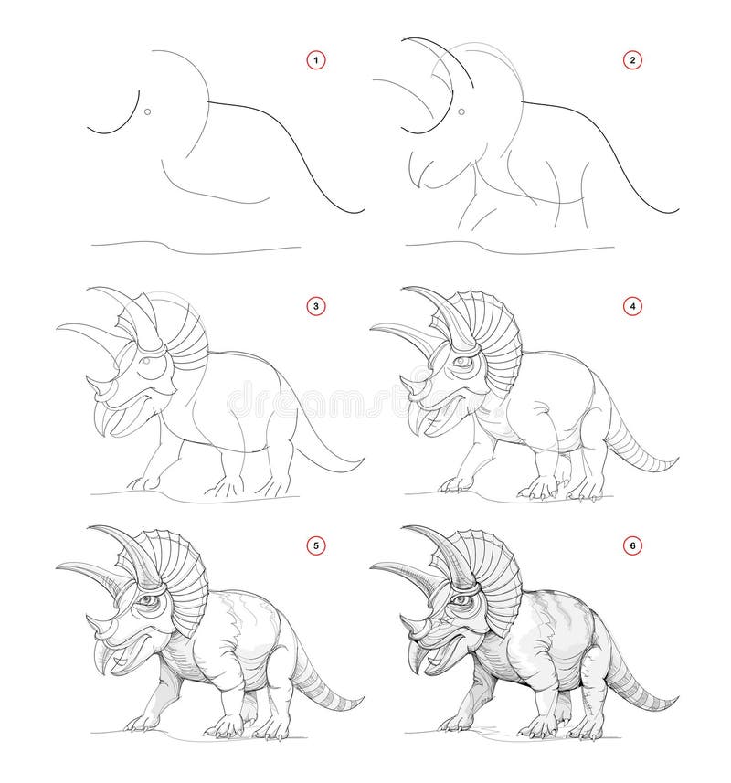 Page Shows How To Learn To Draw Sketch of Triceratops. Creation Step by ... Page Shows How To Learn To Draw Sketch of Triceratops. Creation Step by ...