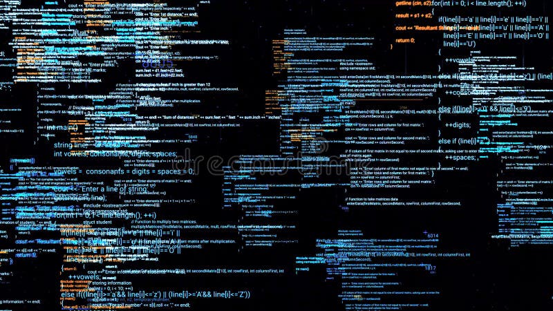 Source Codes in Cyberspace on Black Background. Animation Stock Video ...