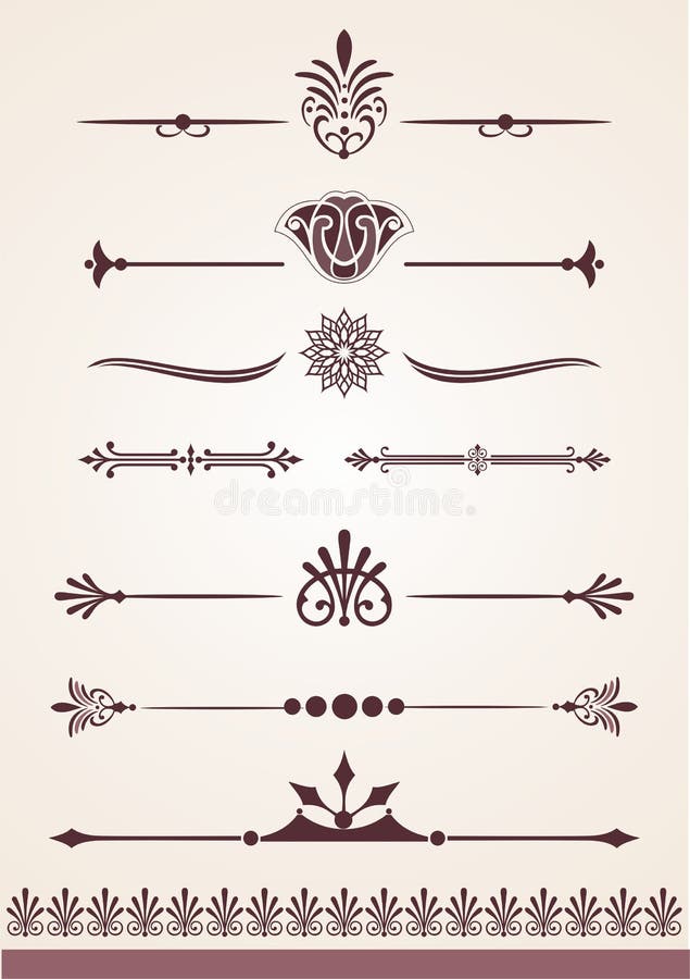 Page and Text Separators Aned Decorative Design Elements Stock Vector ...