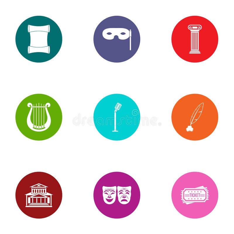 Pageant Icons Set, Flat Style Stock Vector - Illustration of fabric ...