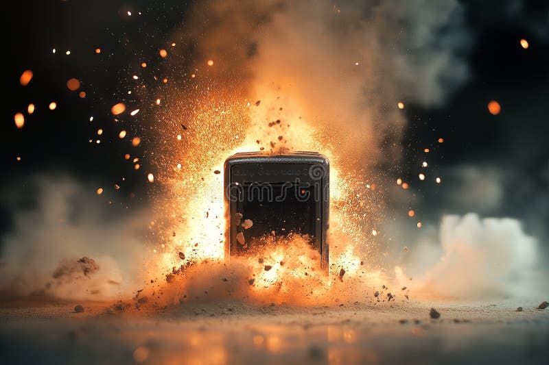 Pager battery explosion stock photo. Image of smoke - 336687796