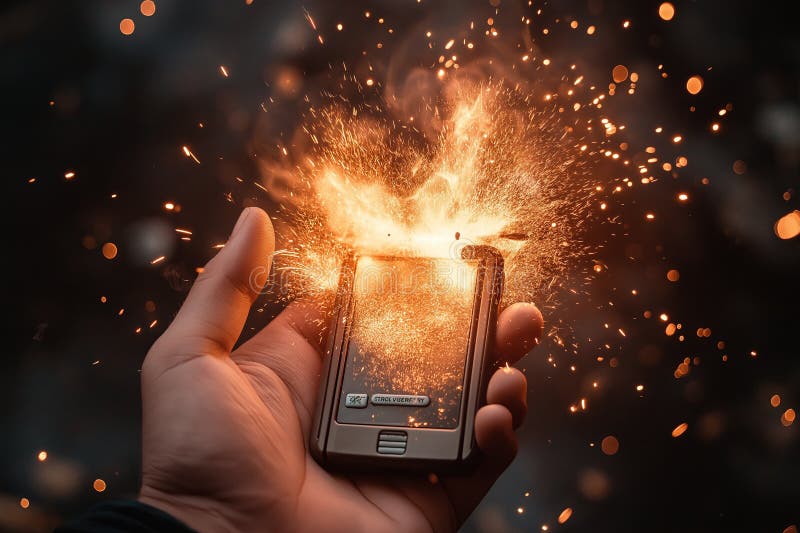 A Pager, Beeper Explodes in a Man S Hand Stock Image - Image of impact ...