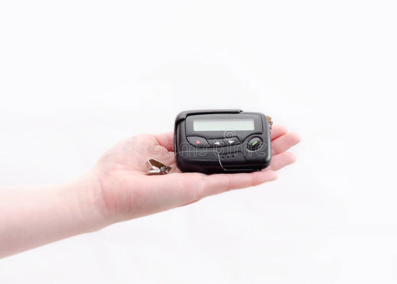 Pager in Close-up, an Old Retro Communication Device, in Female Hand on ...