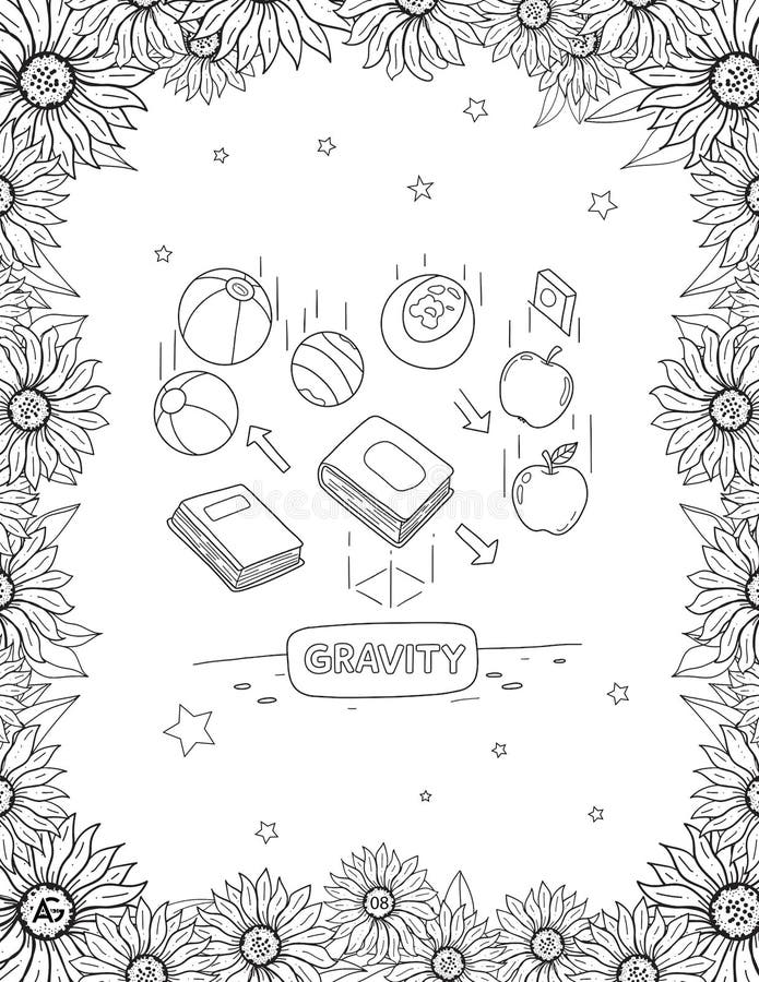 Gravity Concept Coloring Page Illustration. Stock Illustration ...