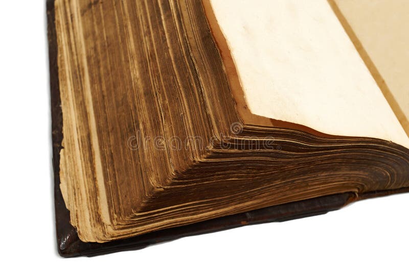 Open Ancient Book with Blank Pages Isolated on White Stock Photo ...