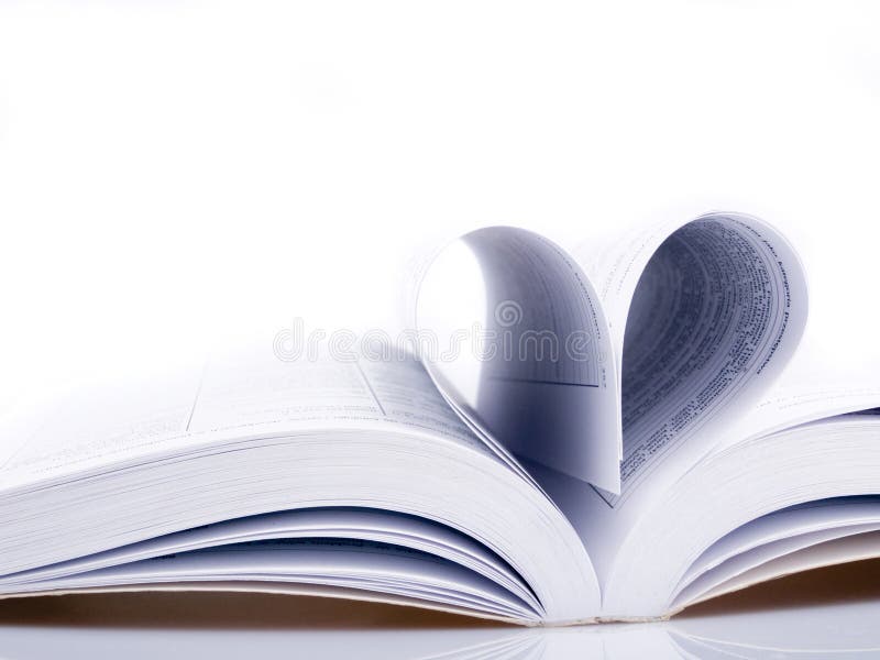 Open Book with Pages Forming Heart Shape . Stock Photo - Image of ...