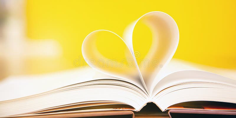 The Pages in the Book are Heart-shaped in the Library. Stock Image ...
