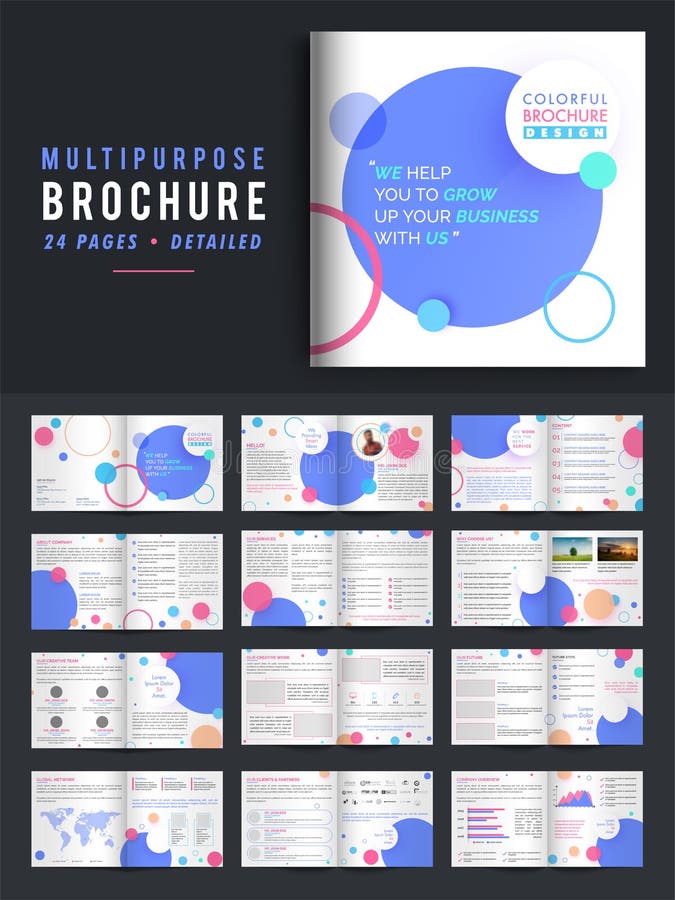 24 Pages Multi-Purpose Business Brochure Set. Stock Illustration ...