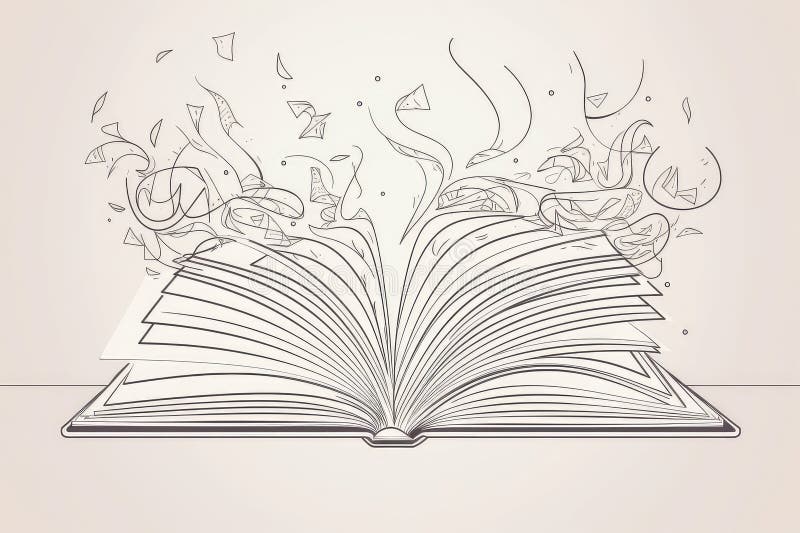 The Pages of Open Book Fly Out. Reading or Writing. Generative AI Stock ...