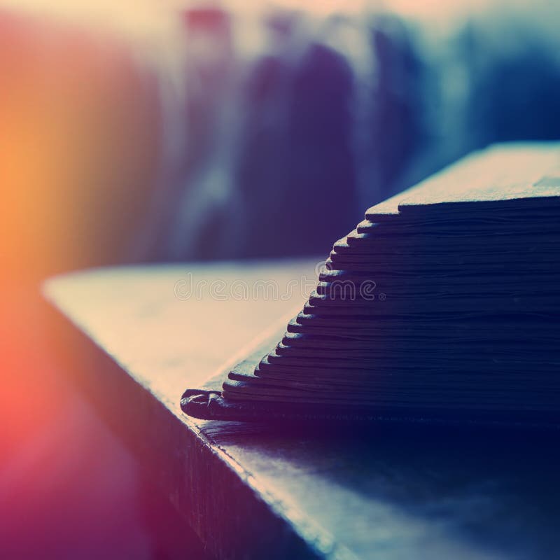 Pages of an Open Old Photo Album on the Table. Stock Image - Image of ...