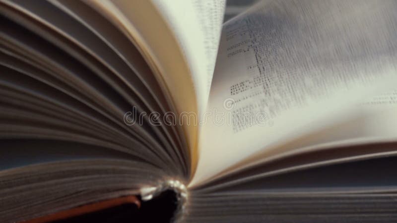 Wind Flipping Pages of Holy Bible, Turning Printed Pages of Old Book ...