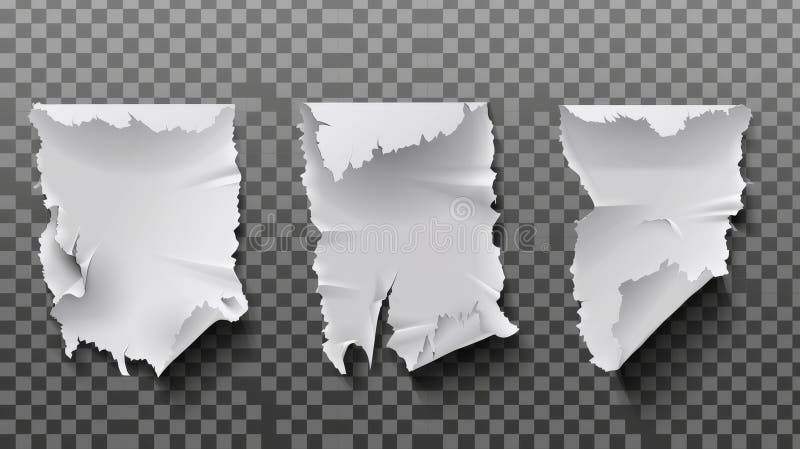 Pages with Torn Edge Curves and Gaps, Ripped White Sheets, Teared and ...