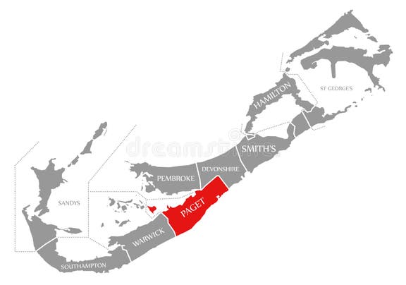 Paget Red Highlighted in Map of Bermuda Stock Illustration ...