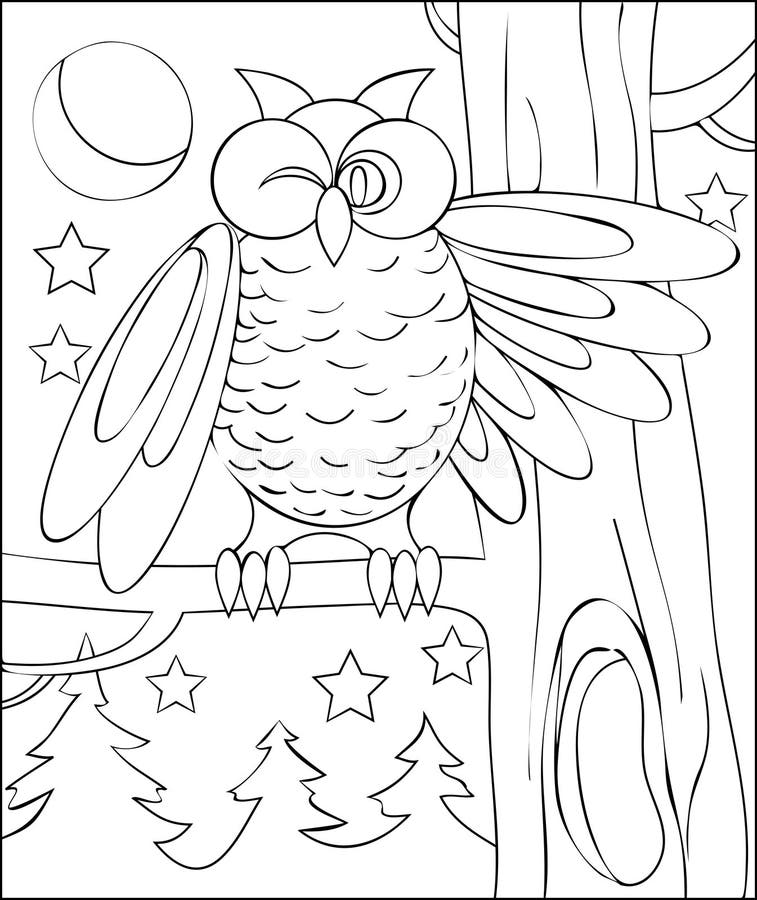 Pagina Con L'illustrazione in Bianco E Nero Del Gufo Per Colorare ... Pagina Con L'illustrazione in Bianco E Nero Del Gufo Per Colorare ...