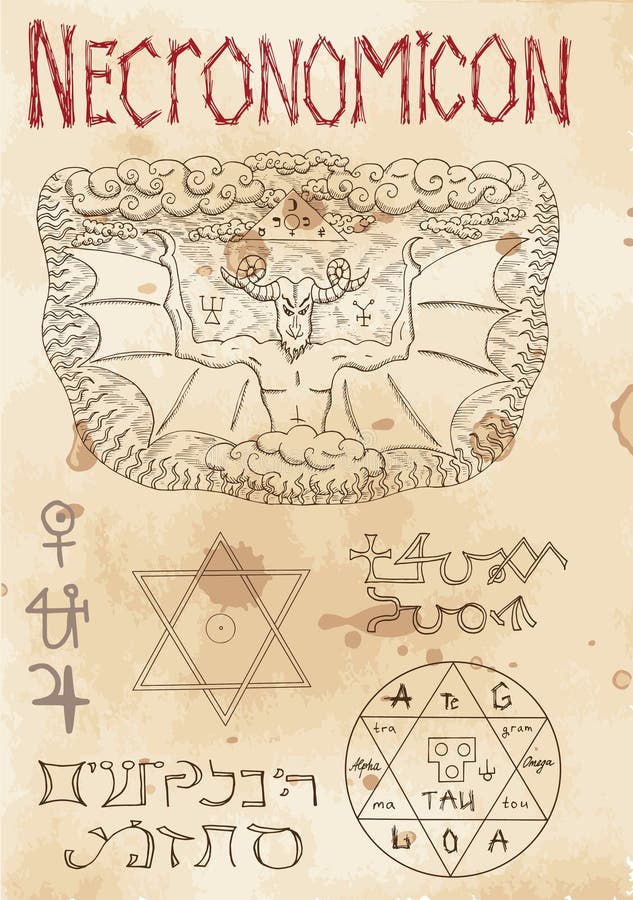 Pagina Dal Libro Necronomicon Di Magia Nera Illustrazione Vettoriale ...