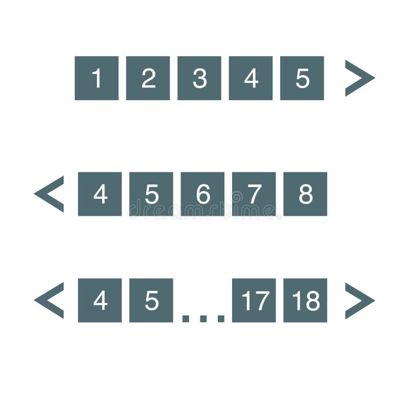 Pagination Bar Set with Arrows. Electronic Pages for Web Site Numbering ...