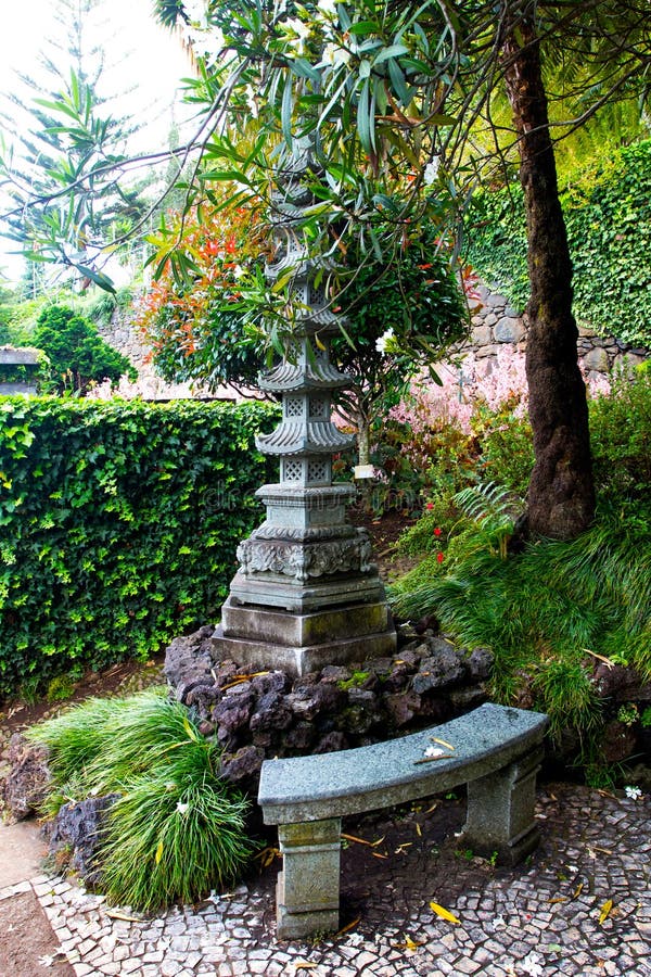 Bench in Japanese Garden stock photo. Image of stones - 2487992
