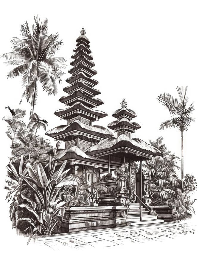 Pagoda drawing stock photo. Image of architecture, style - 375240820
