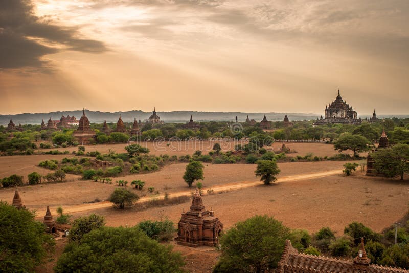 Pagoda Landscape in the Plain of Bagan, Myanmar Stock Photo - Image of ...