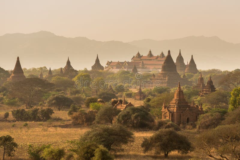 Pagoda Landscape the Plain of Bagan , Myanmar Stock Image - Image of ...