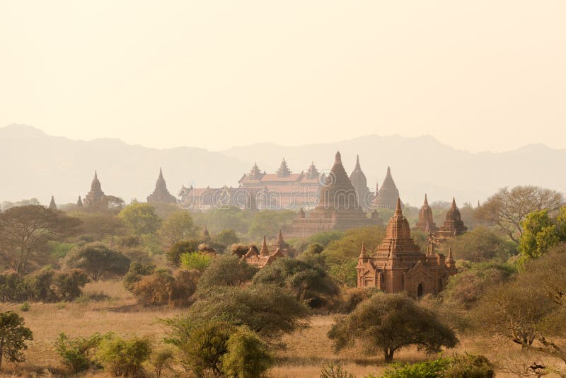 Pagoda Landscape the Plain of Bagan , Myanmar Stock Image - Image of ...