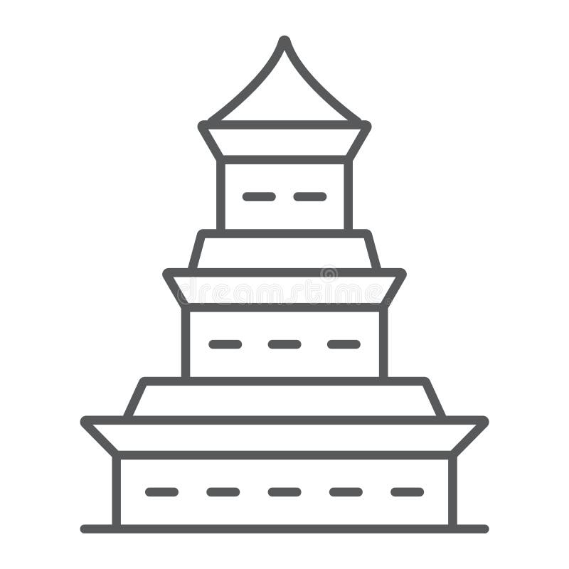 Pagoda Thin Line Icon, Japan and Architecture, Japanese Building Sign ...