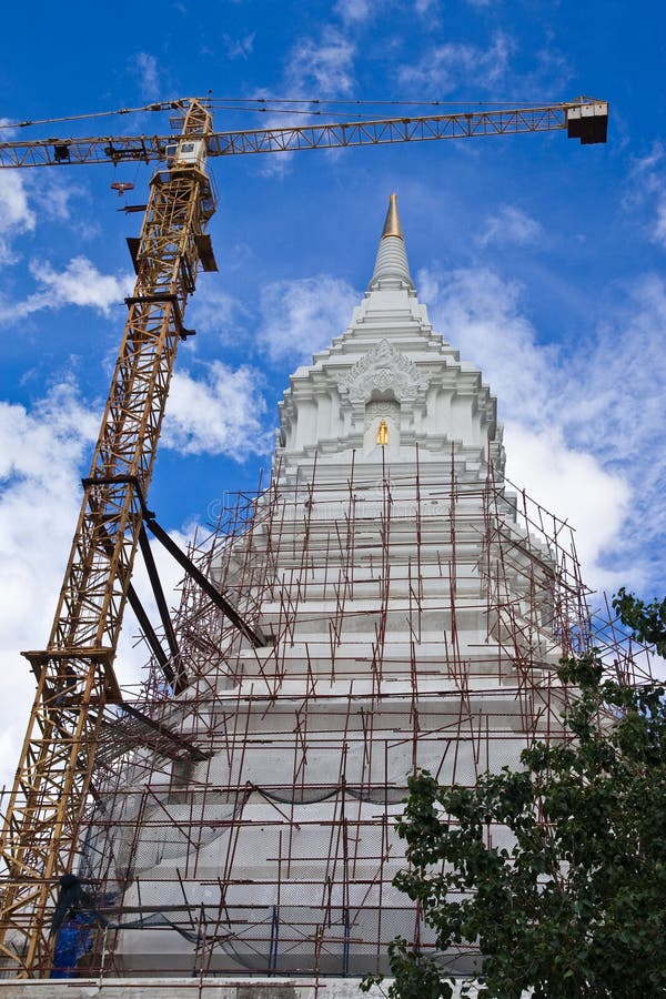 Pagoda under construction stock photo. Image of scaffold - 10814742