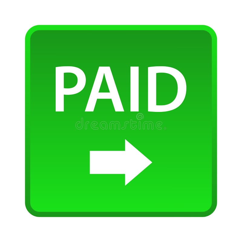 Paid Green Stamp Isolated on White Background. Vector Illustration ...