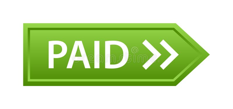 Paid button stock vector. Illustration of arrow, apply - 189635943