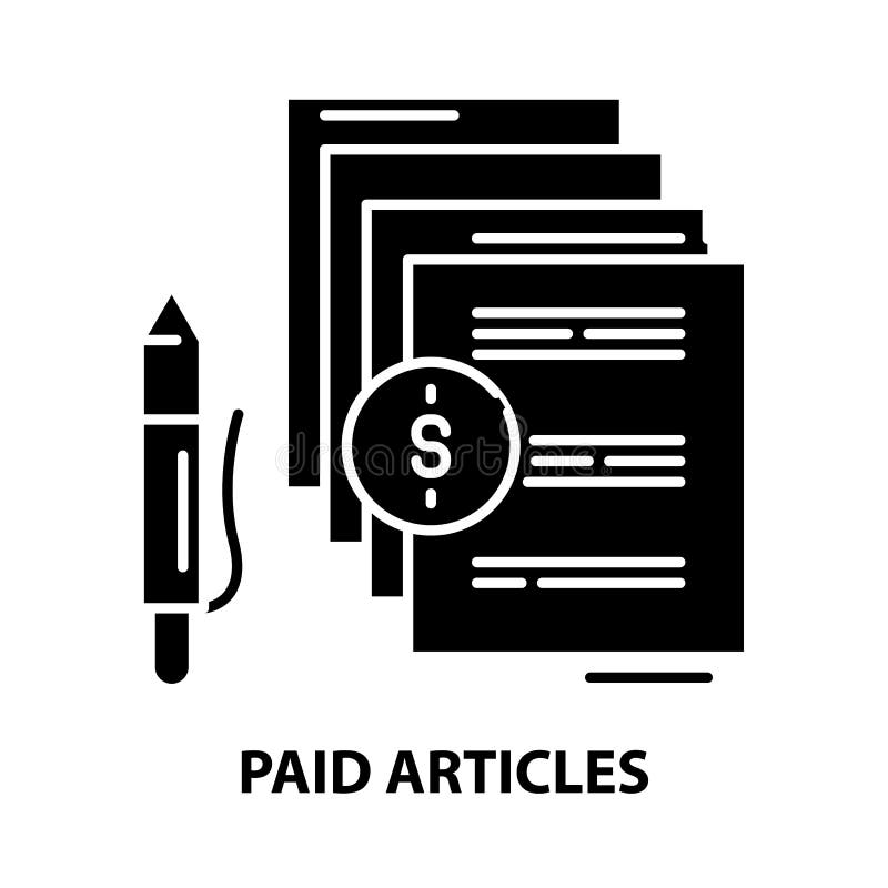 Paid Articles Symbol Icon, Black Vector Sign with Editable Strokes ...
