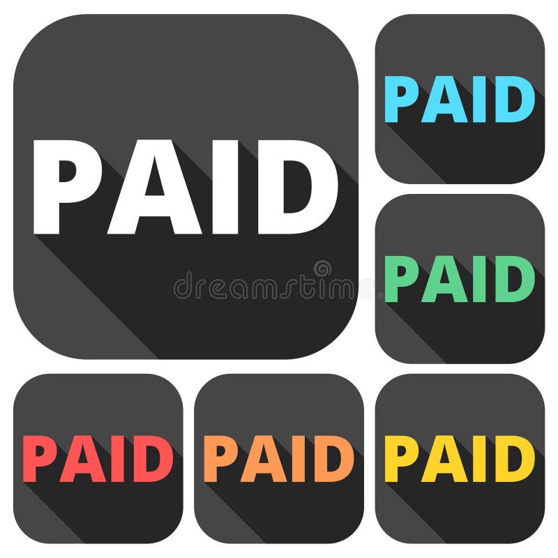 Paid Icons Set with Long Shadow Stock Vector - Illustration of money ...