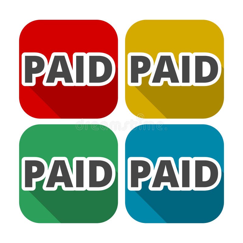 Paid Icons Set with Long Shadow Stock Vector - Illustration of design ...