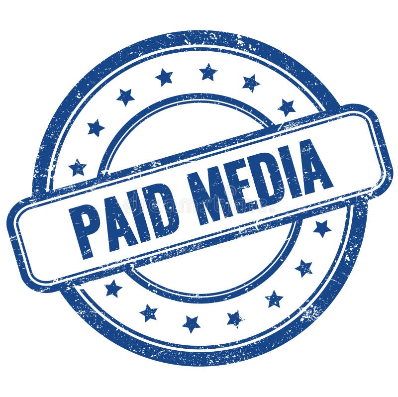 PAID MEDIA Text on Blue Grungy Round Rubber Stamp Stock Illustration ...