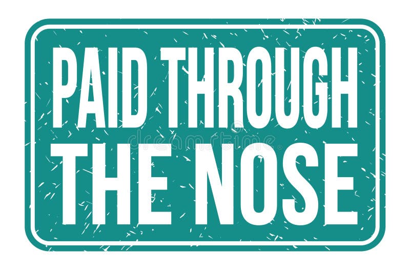 PAID through the NOSE, Words on Blue Rectangle Stamp Sign Stock ...