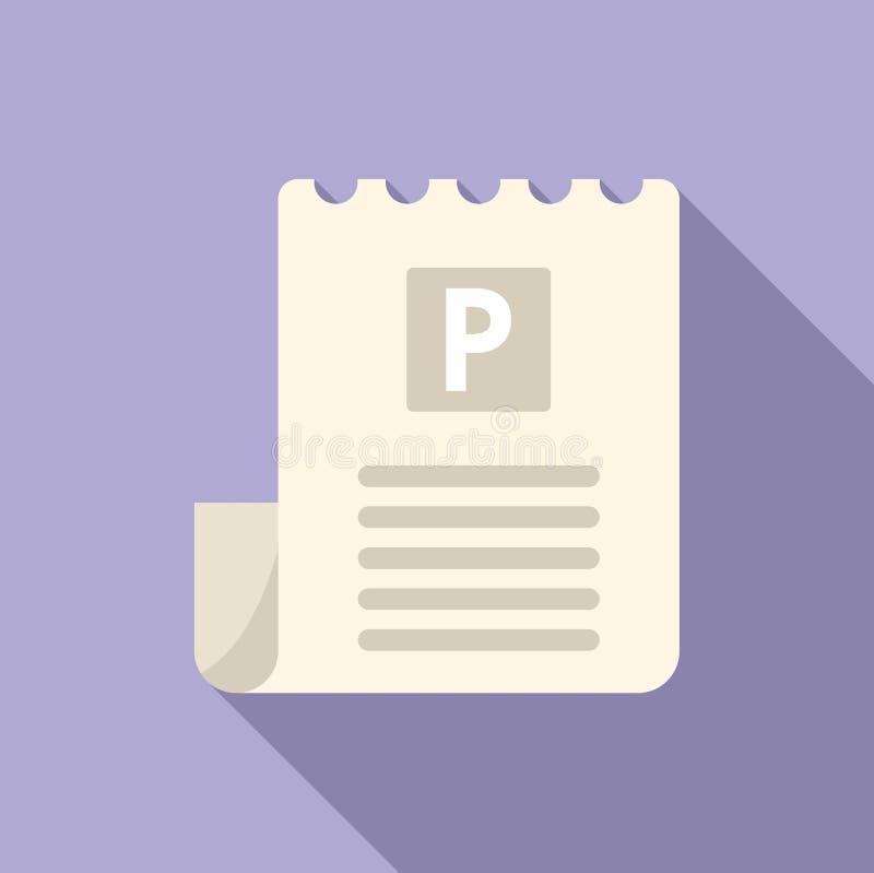 Paid Parking Bill Paper Icon Flat Vector. Lot Space Stock Vector ...
