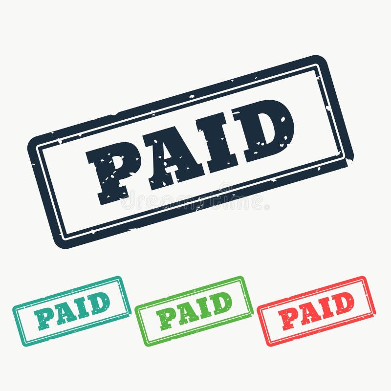 Paid Rubber Stamp Set in Different Colors Stock Vector - Illustration ...