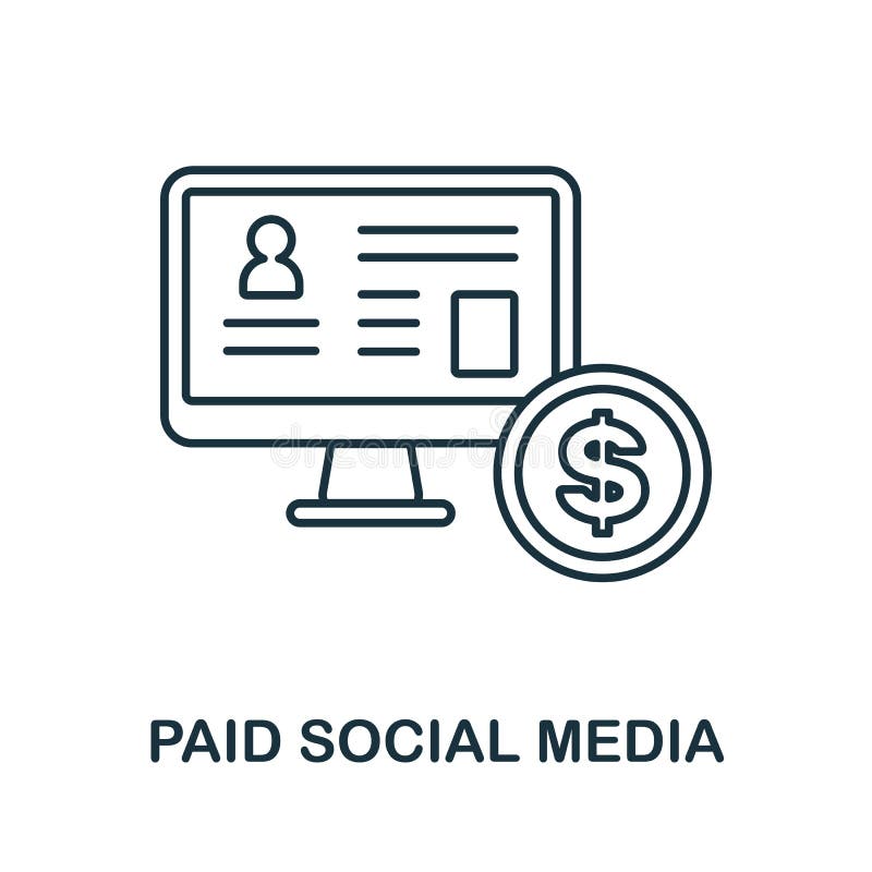 Paid Social Media Icon. Line Element from Social Media Marketing ... Paid Social Media Icon. Line Element from Social Media Marketing ...