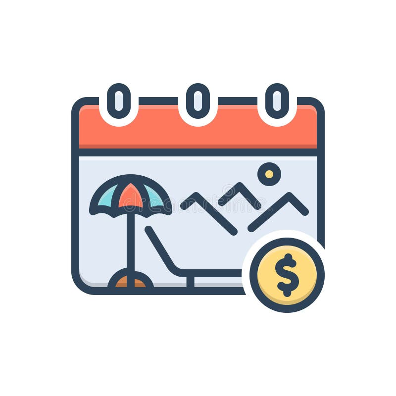 Color Illustration Icon for Paid Vacation, Vacation and Time Stock ...