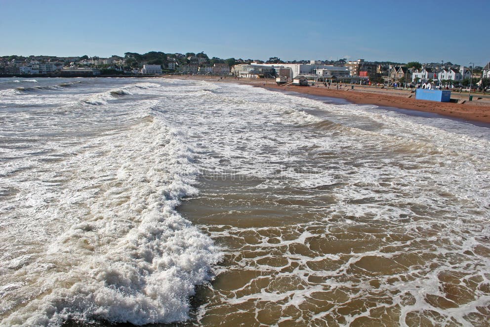 Paignton beach stock photo. Image of torbay, waves, sand - 12468874