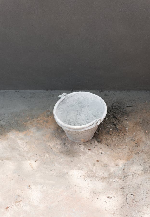 Pail for Cement Work after Used on Concrete Stock Photo - Image of ...
