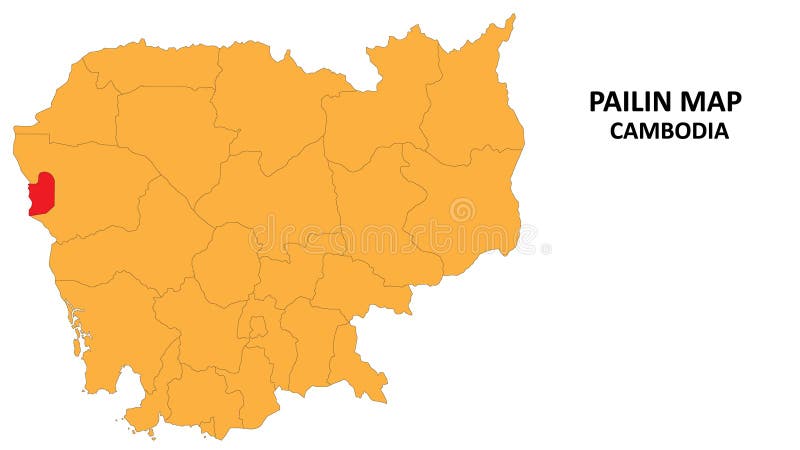 Pailin State and Regions Map Highlighted on Cambodia Map Stock Vector ...