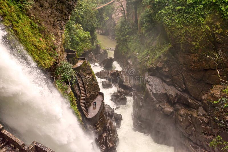 Pailon Del Diablo, Devils Cauldron Waterfall Stock Photo - Image of ...