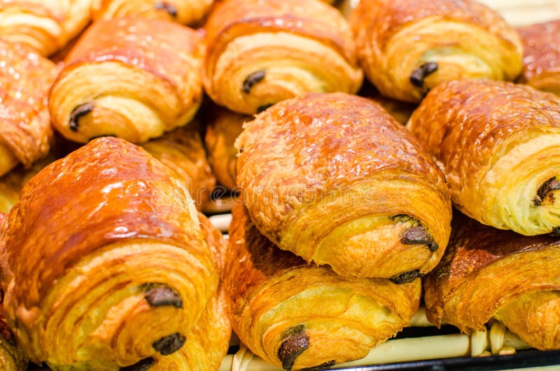 Crispy Chocolatines in the Baker S Showcase Stock Image - Image of ...