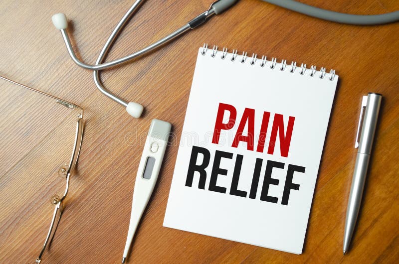 Pain Relief Symbol. White Card with Words Pain Relief Stock Image ...