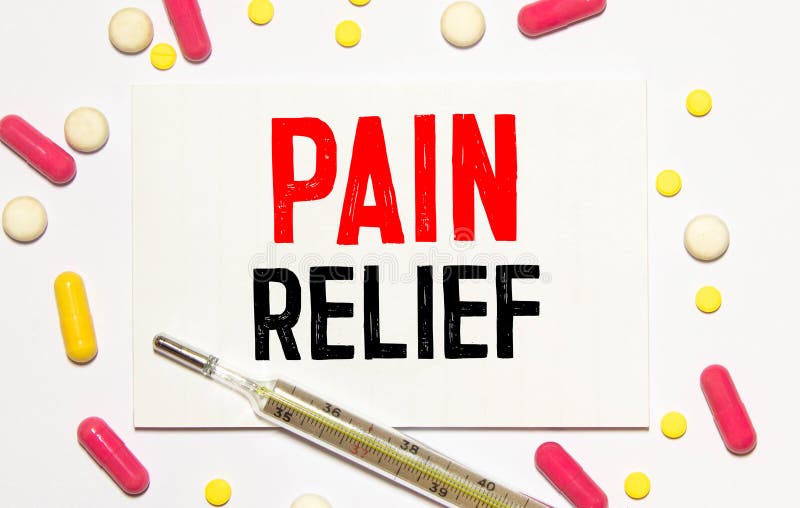 Pain Relief Text Write on Blackboard Stock Image - Image of painful ...